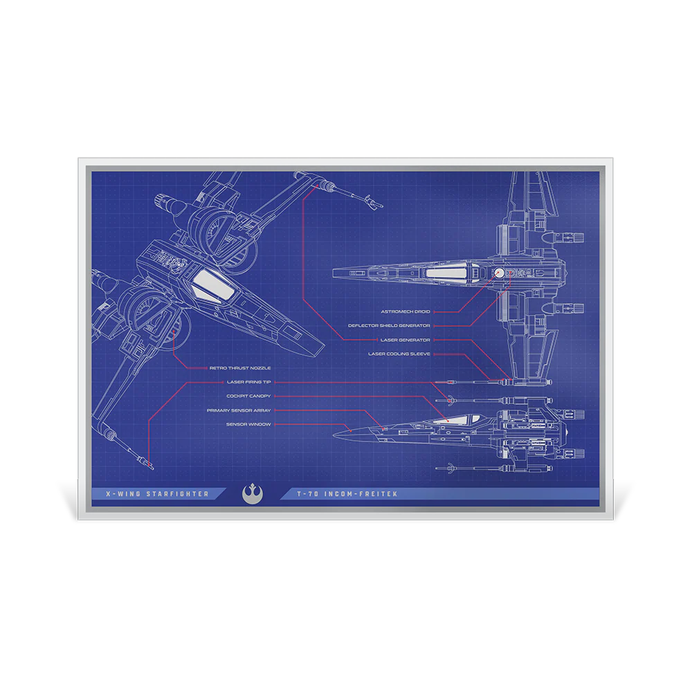 Star Wars Blueprint Series - 6 X-Wing Blueprint 1oz Silver Foil ...