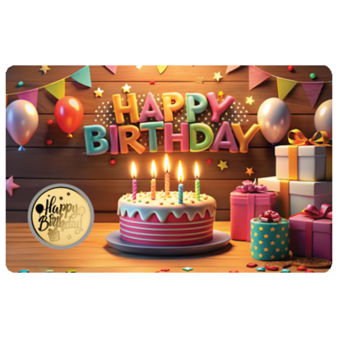 Happy Birthday Cake Coin Card - Gold Gift – Cardiff Gold